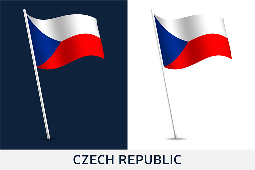 Bendera Vektor Republik Ceko Melambaikan Bendera Nasional Republik Ceko