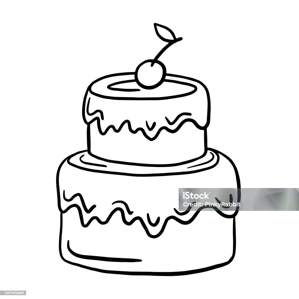 Kuchen Vektor Lineare Illustration Freihandzeichnung Doodles ... Kuchen Vektor Lineare Illustration Freihandzeichnung Doodles ...