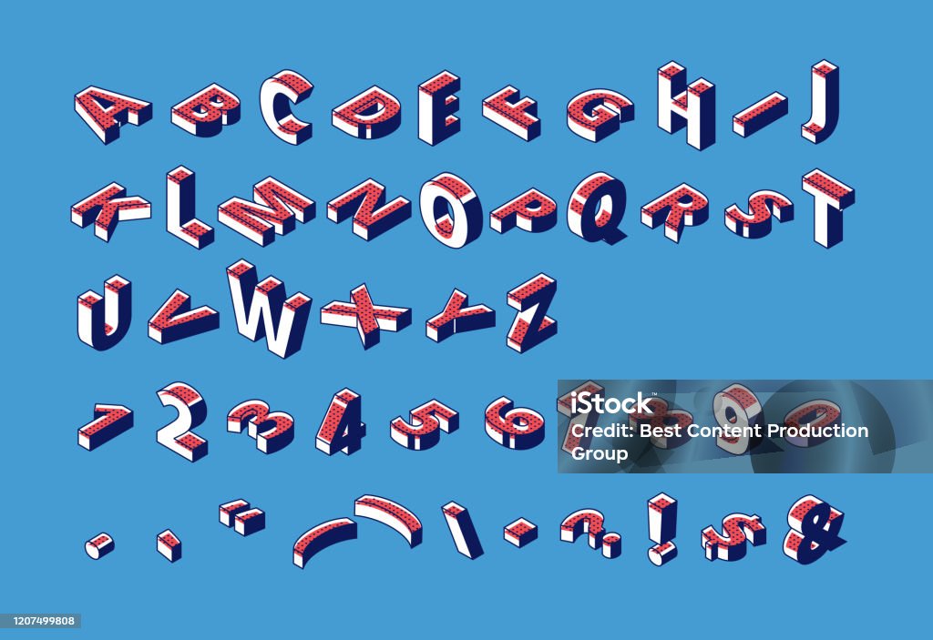 Alfabet Isometrik Angka Dan Tanda Baca Abc Ilustrasi Stok Unduh