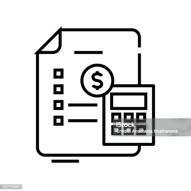 Calcul De Licône De Ligne De Rapport Signe De Concept Illustration De