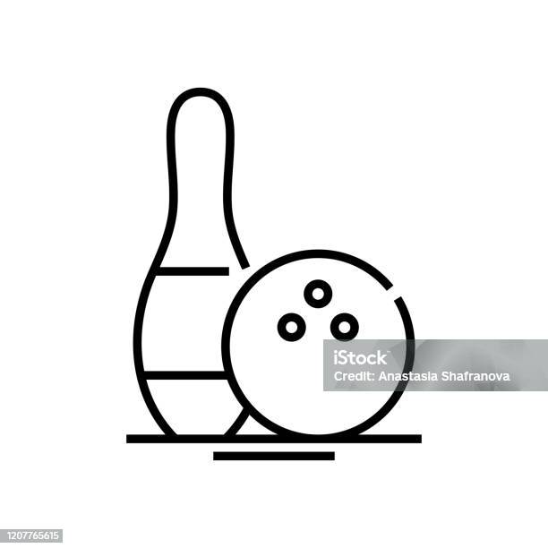Ikon Garis Bowling Tanda Konsep Ilustrasi Vektor Kerangka Simbol Linear