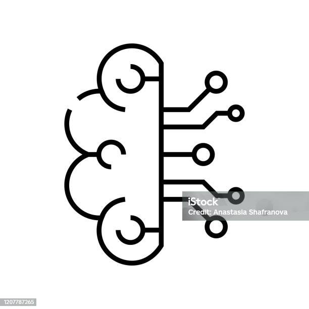 Icône Artificielle De Ligne Dintelligence Signe De Concept Illustration