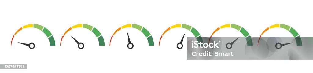 Speedometer Tachometer Indicator Icons Performance Measurement White Background Vector