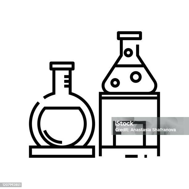 Ikon Garis Lab Kimia Tanda Konsep Ilustrasi Vektor Kerangka Simbol