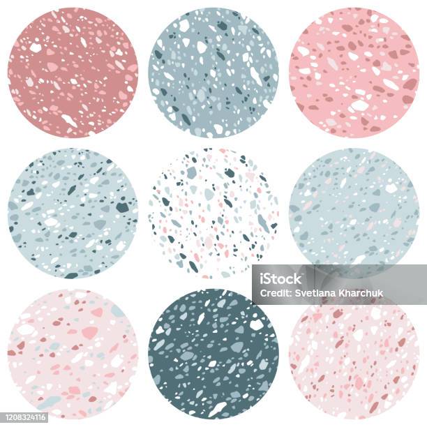 Sampul Sorotan Cerita Set Templat Terrazzo Merah Muda Putih Dan Biru