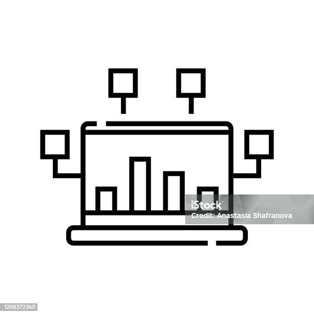 Ikon Garis Koneksi Data Tanda Konsep Ilustrasi Vektor Kerangka Simbol