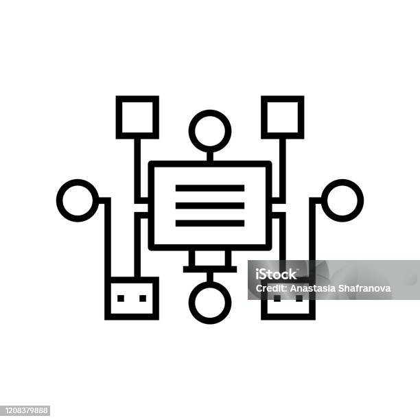 Ikon Garis Koneksi Tanda Konsep Ilustrasi Vektor Kerangka Simbol Linear