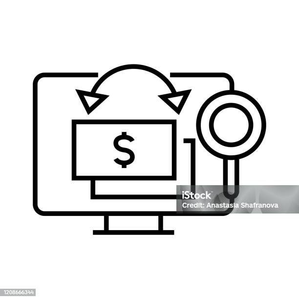 Ikon Garis Emoney Tanda Konsep Ilustrasi Vektor Kerangka Simbol Linear