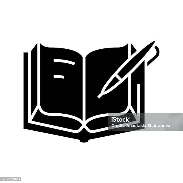 Icône Noire Décriture De Livre Illustration De Concept Symbole Plat De