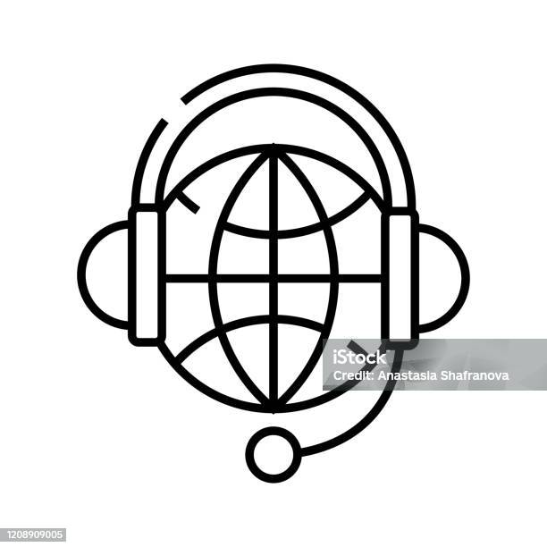 Ikon Garis Koneksi Global Tanda Konsep Ilustrasi Vektor Kerangka Simbol