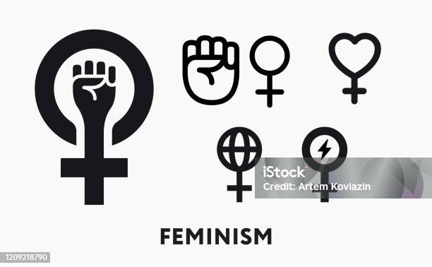 Feminism Women Rights Female Gender Fist Hand Girl Power Flat Vector