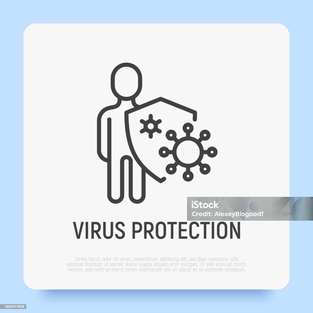 Virus Protection Human Is Holding Shield Bacterias Cant Attack Him