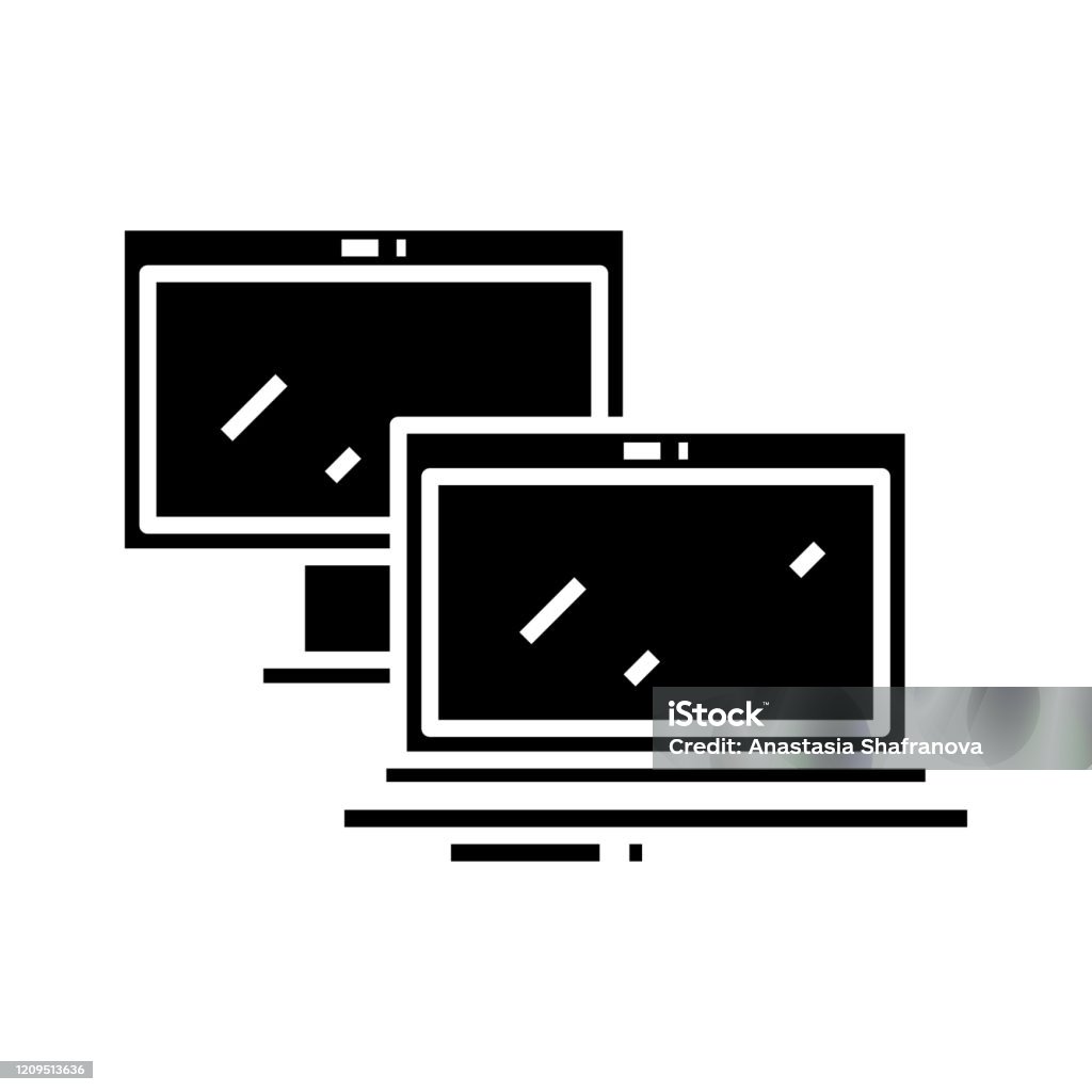Icône Noire Dordinateurs Illustration De Concept Symbole Plat De