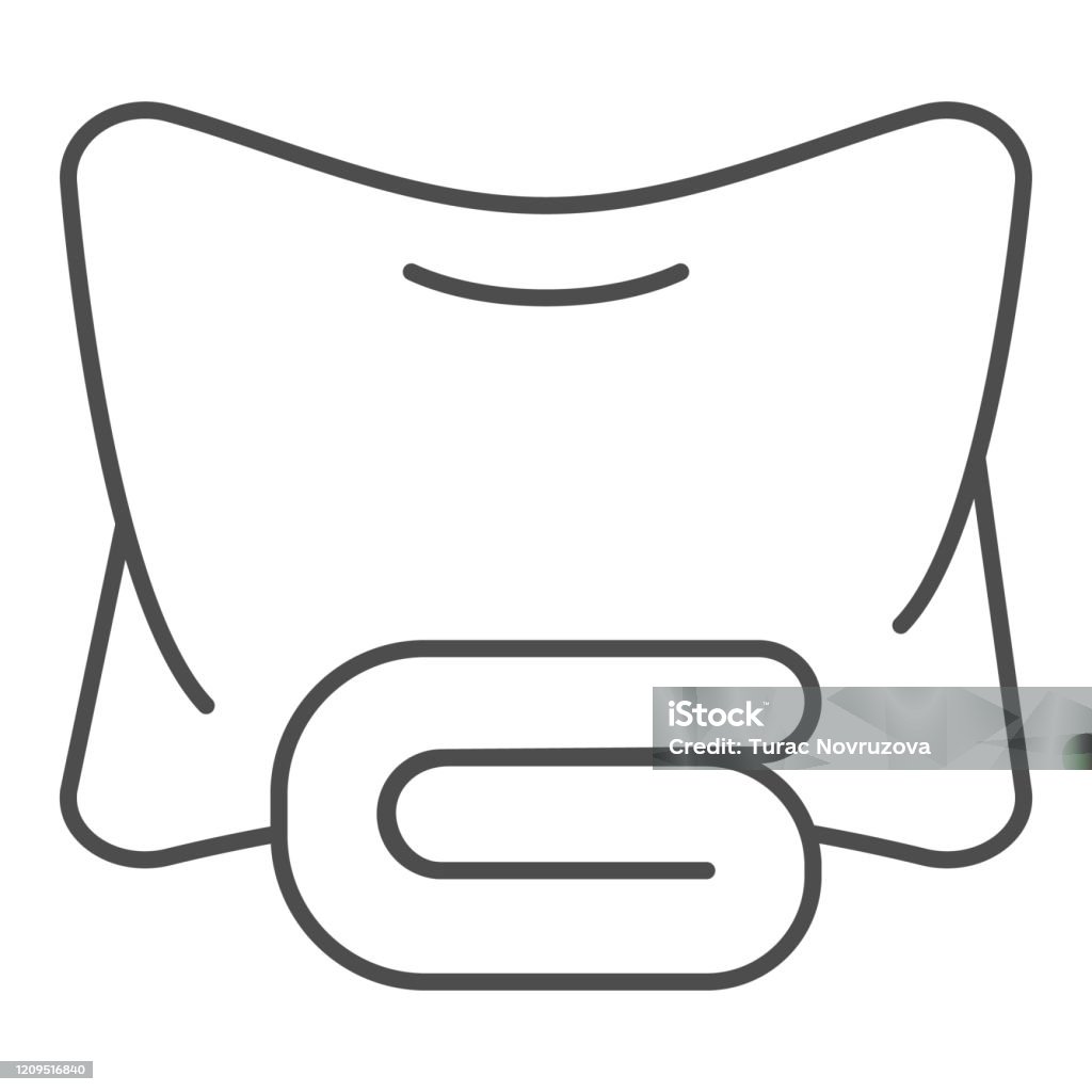 Linens And Pillow Thin Line Icon Bedding Vector Illustration Isolated