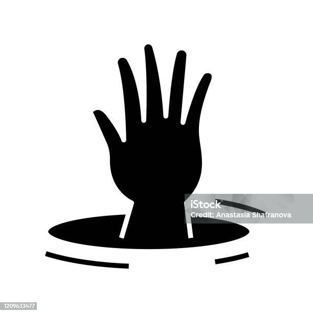 Icône Noire De Noyade Illustration De Concept Symbole Plat De Vecteur