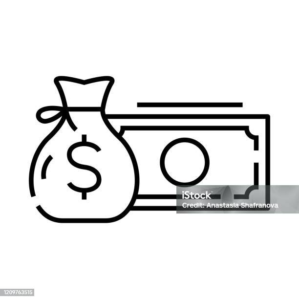 Ikon Garis Investasi Tanda Konsep Ilustrasi Vektor Kerangka Simbol