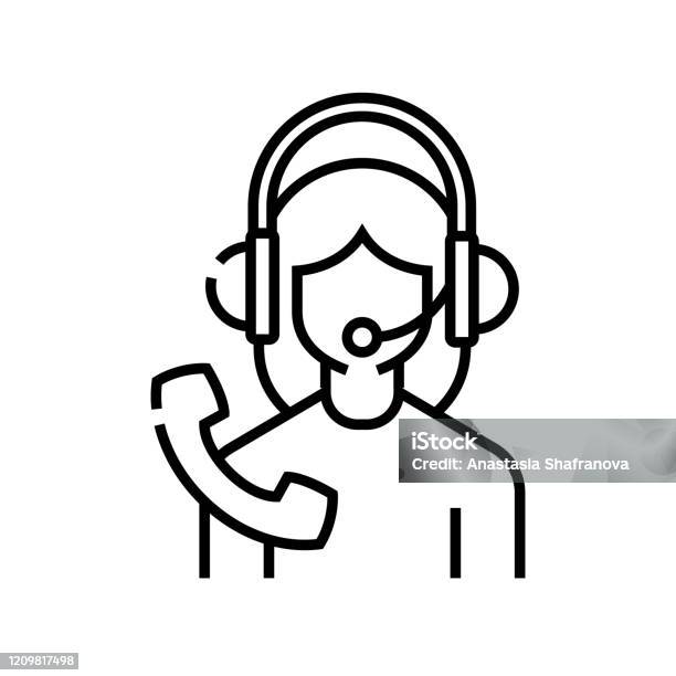 Ikon Garis Operator Tanda Konsep Ilustrasi Vektor Kerangka Simbol