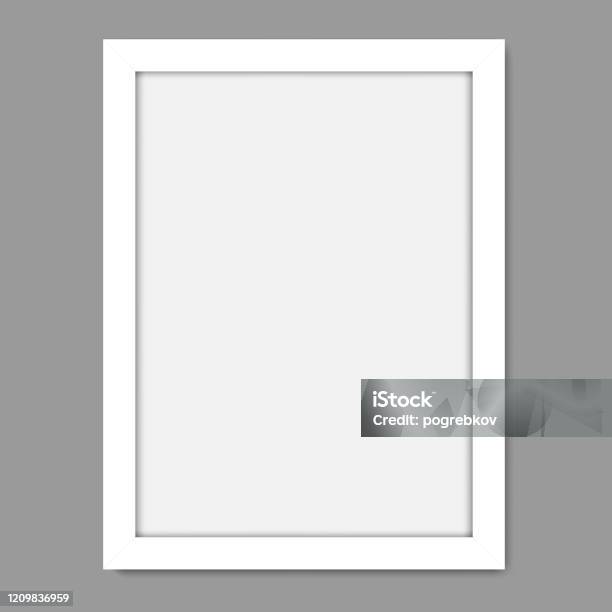 Foto Putih Kosong Atau Bingkai Gambar Di Dinding Mockup Vektor