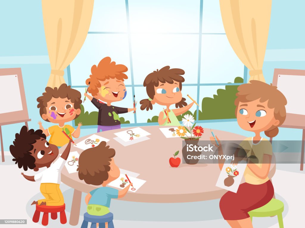 Menggambar Kelas Seni Guru Dengan Kreativitas Anakanak Latar Belakang ... Menggambar Kelas Seni Guru Dengan Kreativitas Anakanak Latar Belakang ...