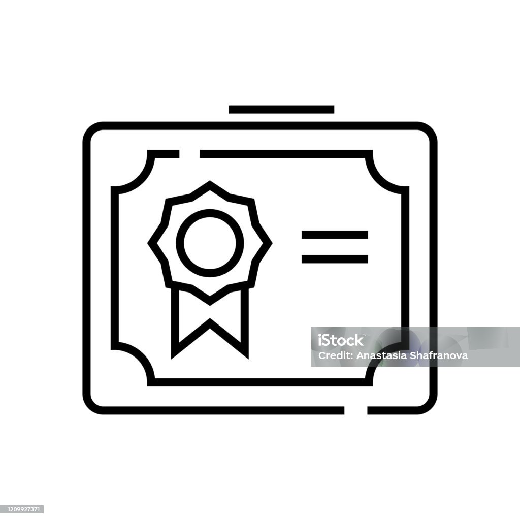 Ikon Garis Sertifikat Saham Tanda Konsep Ilustrasi Vektor Kerangka