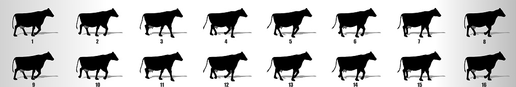 Sapi Berjalan Siklus Animasi Bingkai Siluet Loop Urutan Animasi Sprite ... Sapi Berjalan Siklus Animasi Bingkai Siluet Loop Urutan Animasi Sprite ...
