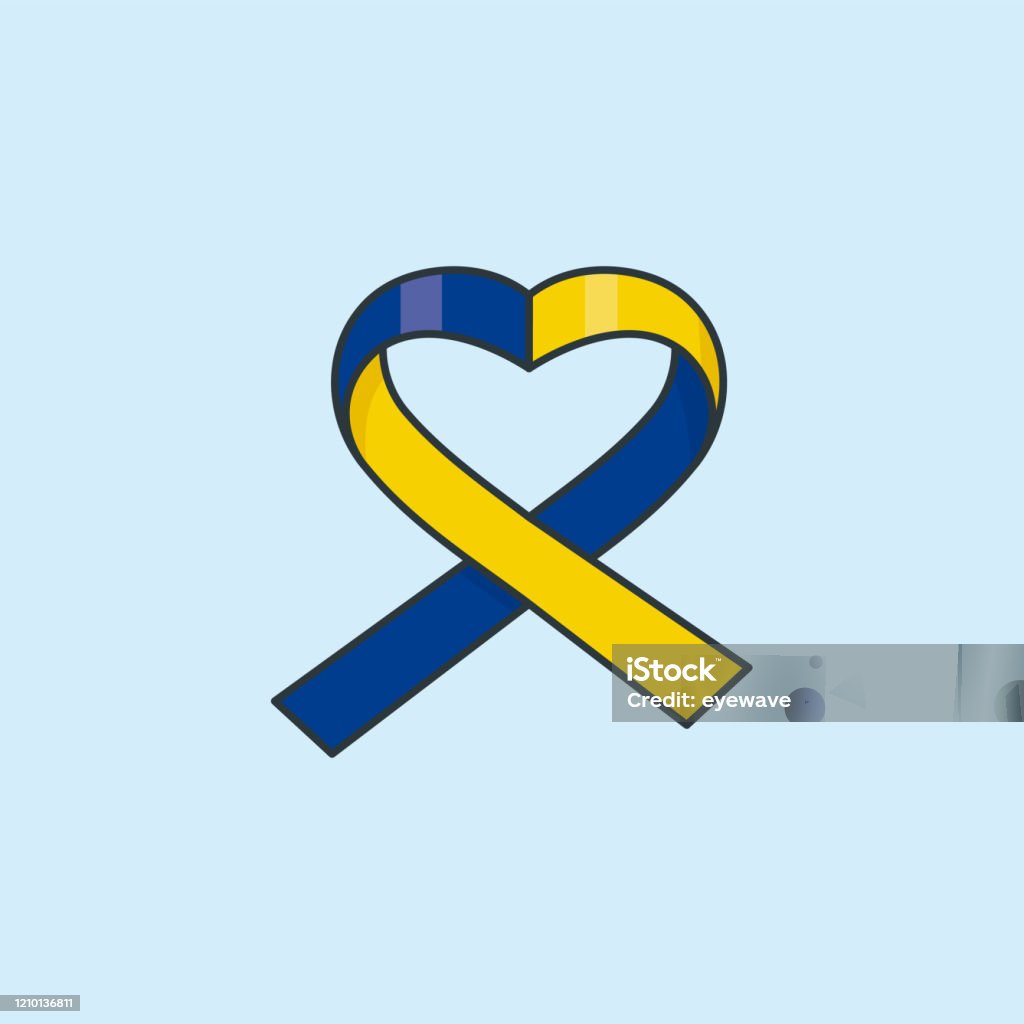 Heart Shaped Down Syndrome Awareness Ribbon Vector Illustration Stock