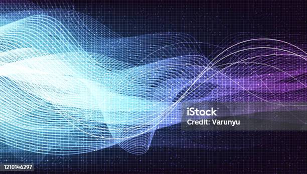 Light Violet Digital Sound Wave Dengan Konsep Ultra Violet Background