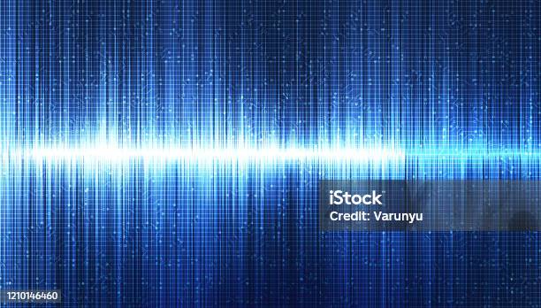Blue Light Sound Wave Background Konsep Diagram Gelombang Gempa Desain