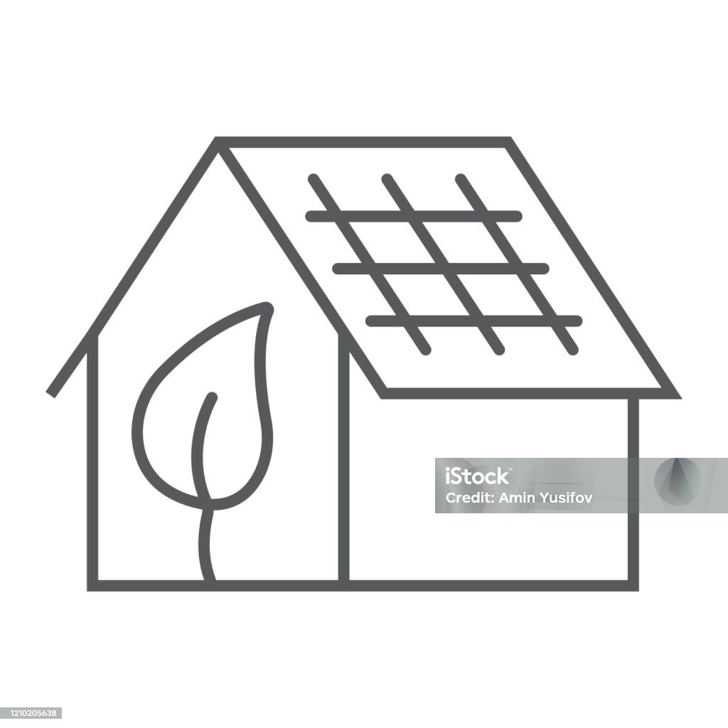 Eco Maison Mince Icône De Ligne La Technologie Et Lénergie Alternative