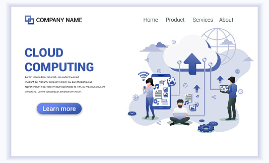 Konsep Desain Datar Modern Cloud Computing Penyimpanan Digital Pusat