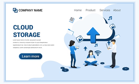 Konsep Desain Datar Modern Cloud Computing Penyimpanan Digital Pusat