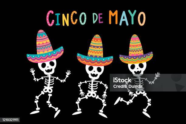 Kartu Ucapan Cinco De Mayo Dengan Kerangka Lucu Dan Topi Berwarnawarni ... Kartu Ucapan Cinco De Mayo Dengan Kerangka Lucu Dan Topi Berwarnawarni ...