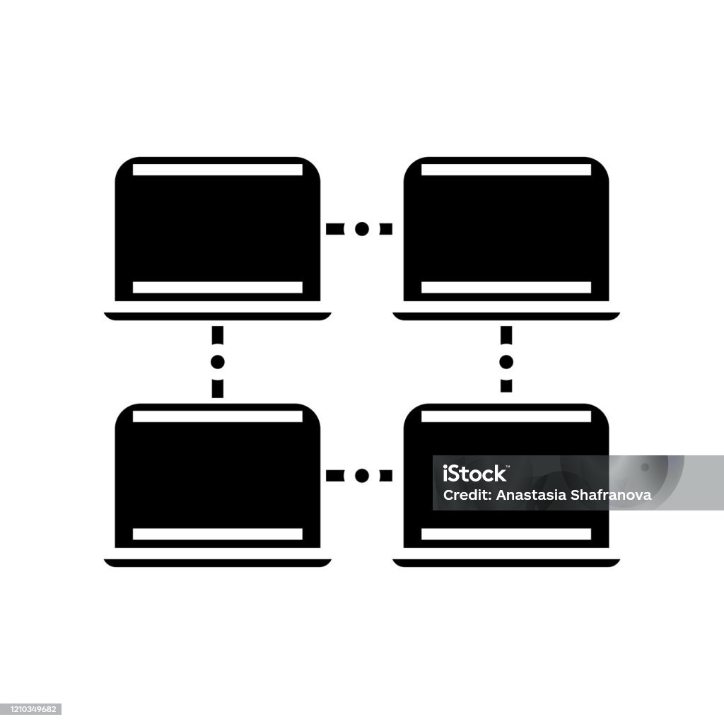 Vetores De Rede De Computadores Ícone Preto Ilustração Conceitual