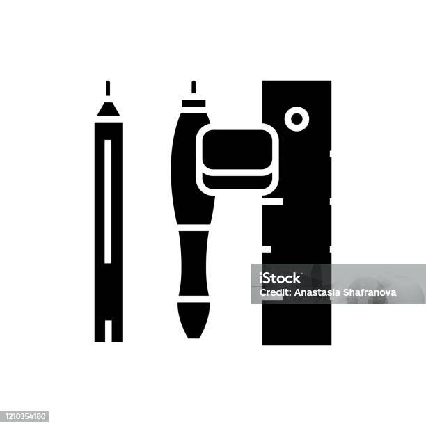 Icône Noire Doutils De Bureau Illustration De Concept Symbole Plat