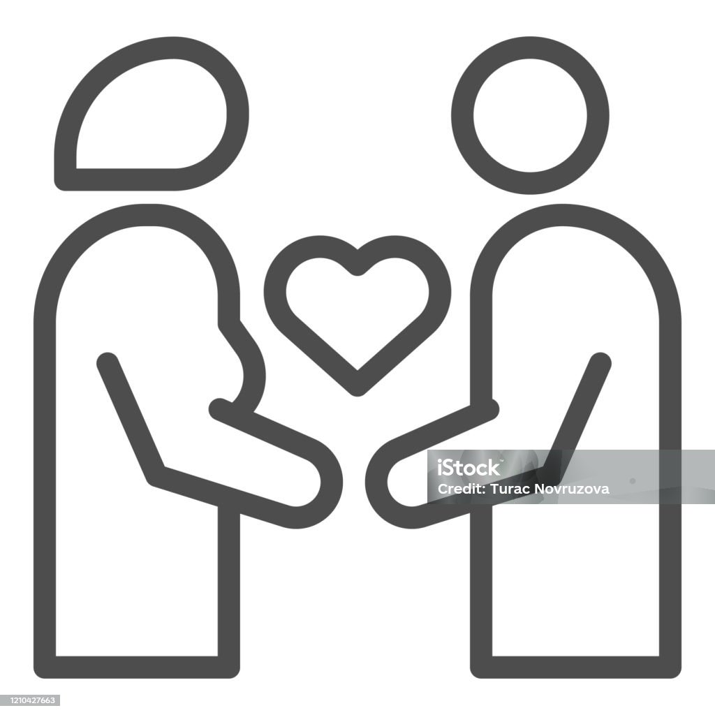 Couples Dans Licône De Ligne Simple Damour Femme Et Homme Avec Le