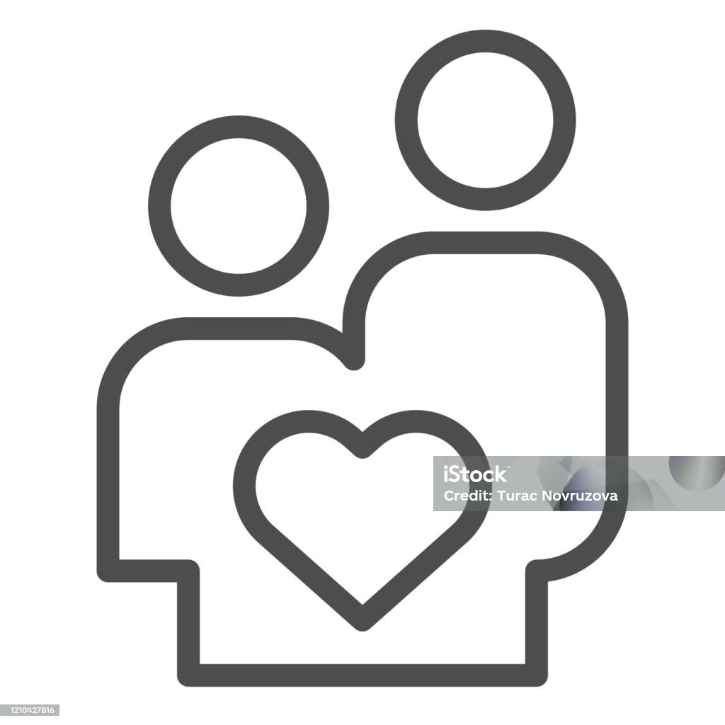 Couples Dans Licône De Ligne Damour Amoureux Jeunes Personnes Avec Le