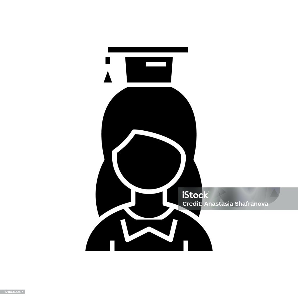 Vetores De Ícone Preto Do Aluno Ilustração Conceitual Símbolo Plano