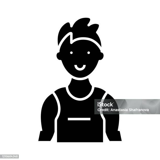 Icône Noire Forte Dhomme De Bras Illustration De Concept Symbole Plat