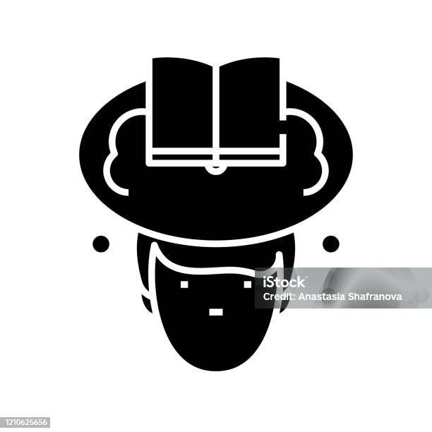 Étudier Licône Noire Desprit Illustration De Concept Symbole Plat