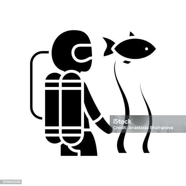 Icône Noire De Plongée De Plongée Illustration De Concept Symbole Plat