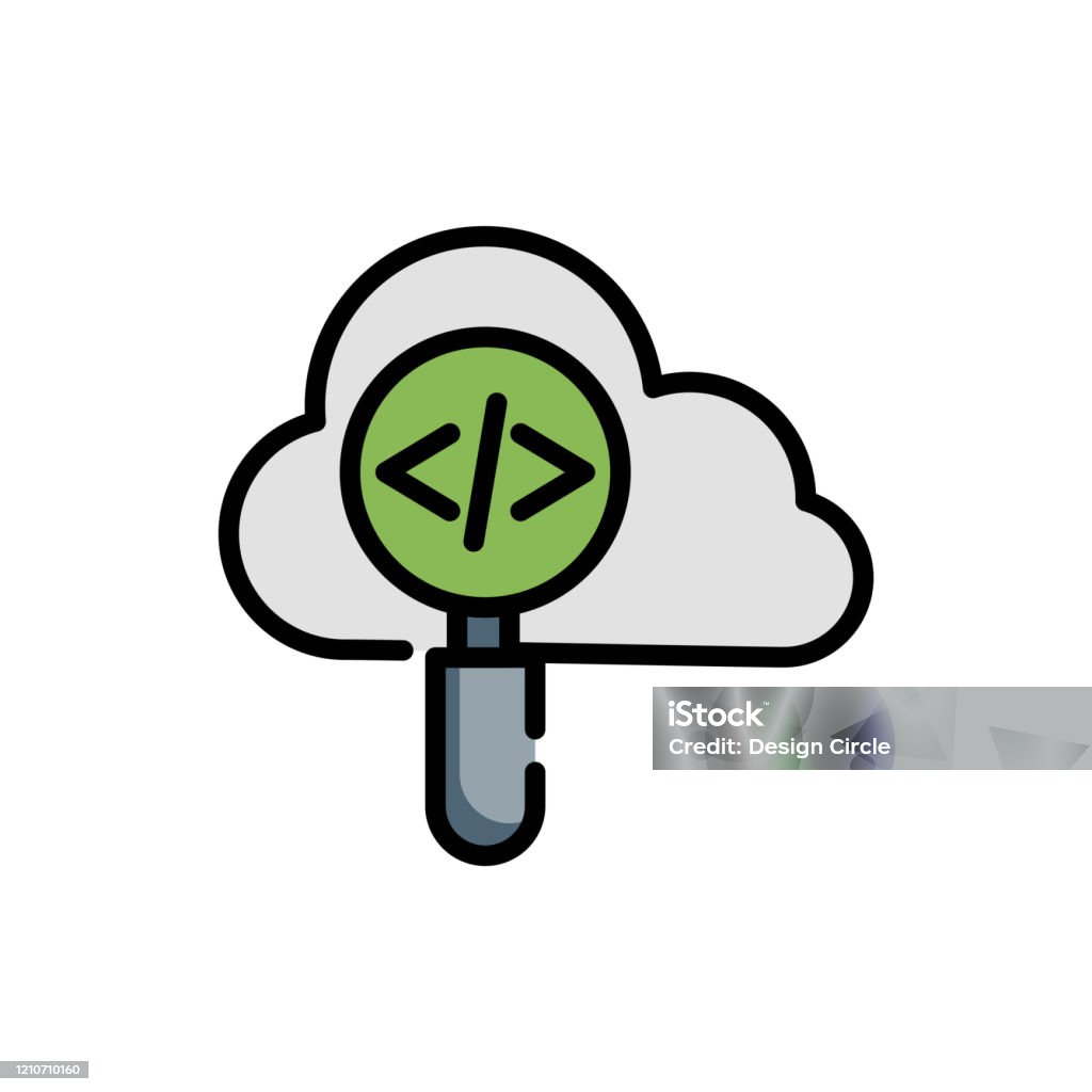 Cloud Codeing Icon Vector Illustration Outline Filled Design And Development Style Icon Stock