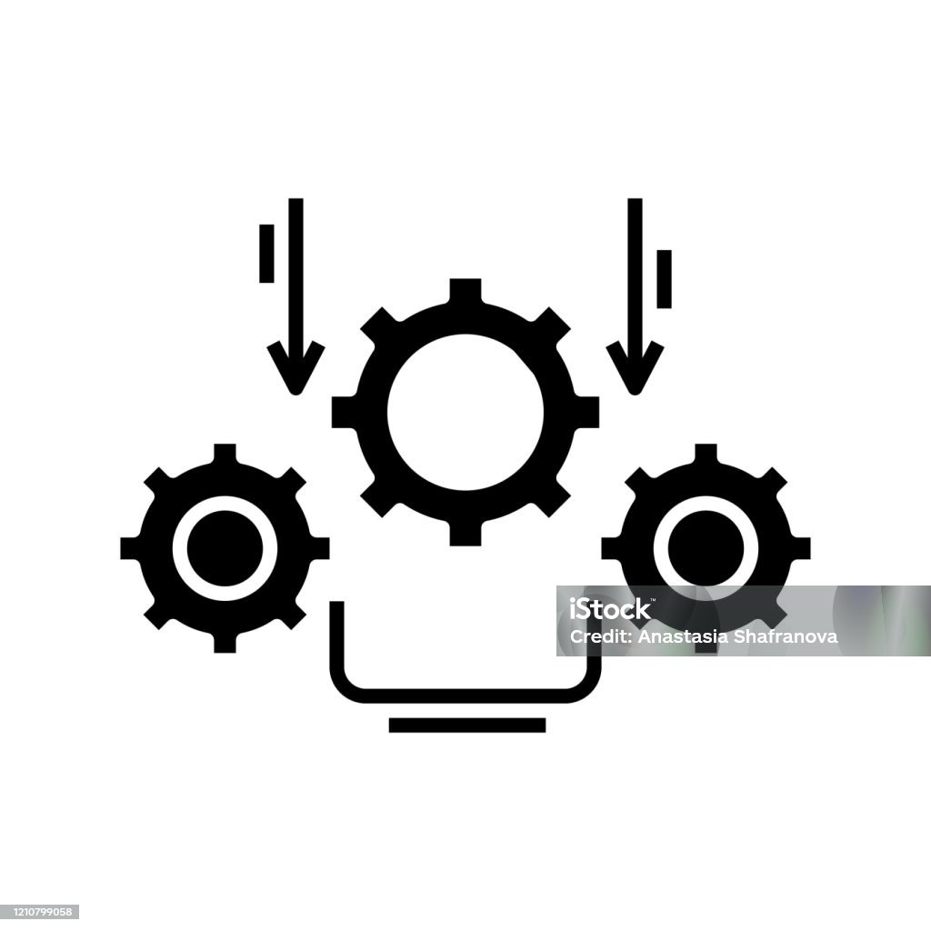 Vetores De Ícone Preto De Trabalho De Configuração Ilustração