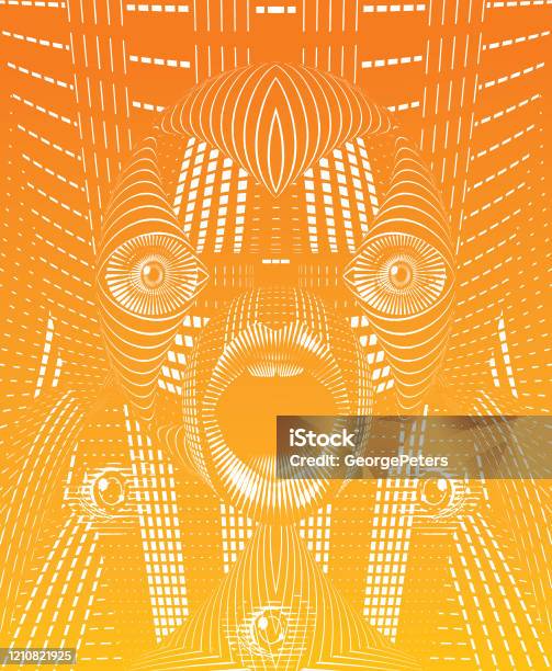 충격적인 표정을 가진 기괴한 얼굴 Mental Wellbeing에 대한 스톡 벡터 아트 및 기타 이미지 Mental