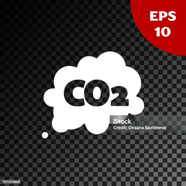 Émissions De Co2 Blanc Dans Licône De Nuage Isolée Sur Le Fond Foncé