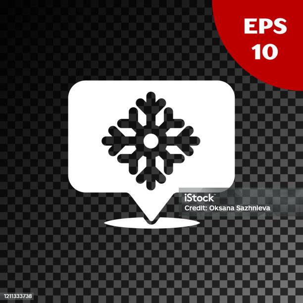 White Snowflake Dengan Ikon Gelembung Ucapan Terisolasi Pada Latar