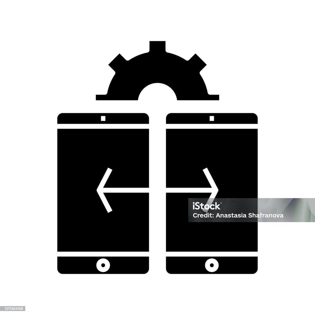 Vetores De Transferir Ícone Preto De Dados Ilustração Conceitual