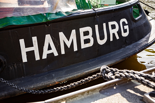 The Letters Hamburg Written Aboard The Old Ship Stock Photo - Download ... The Letters Hamburg Written Aboard The Old Ship Stock Photo - Download ...