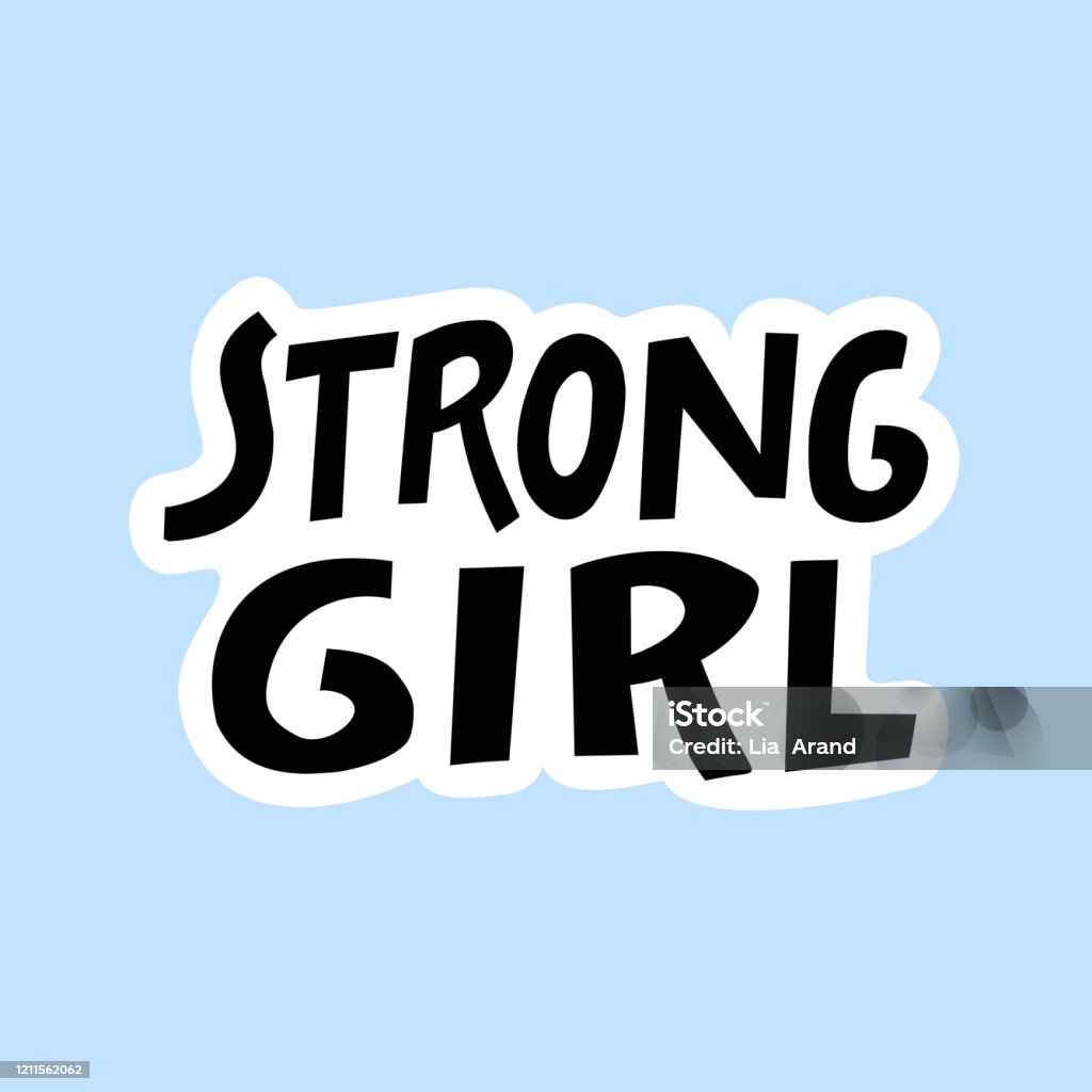 Strong Girl Hand Written Lettering Stock Illustration Download Image