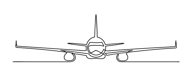 Dessin Continu Dune Ligne Dun Avion Vecteurs Libres De Droits Et Plus D