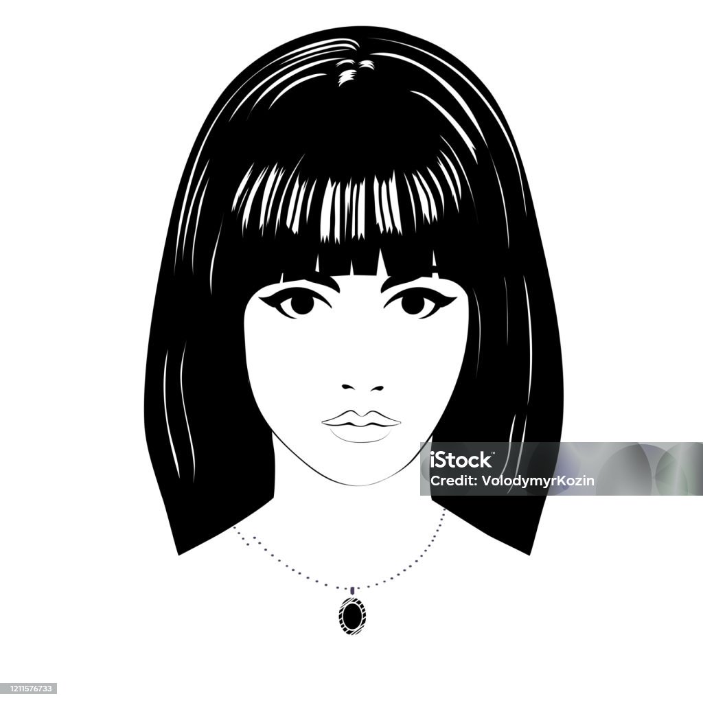 Potret Mode Seorang Gadis Dengan Rambut Panjang Dengan Liontin Closeup